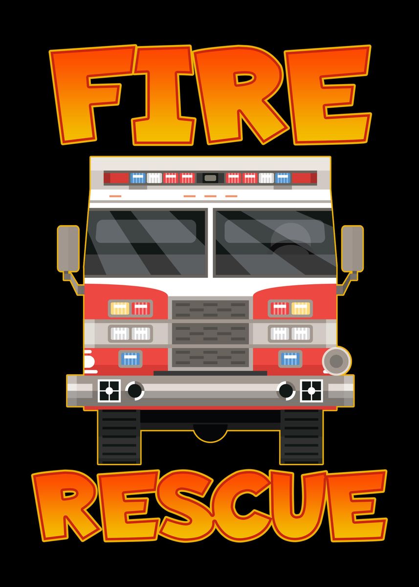 'Fire Rescue Firefighter' Poster, picture, metal print, paint by ...