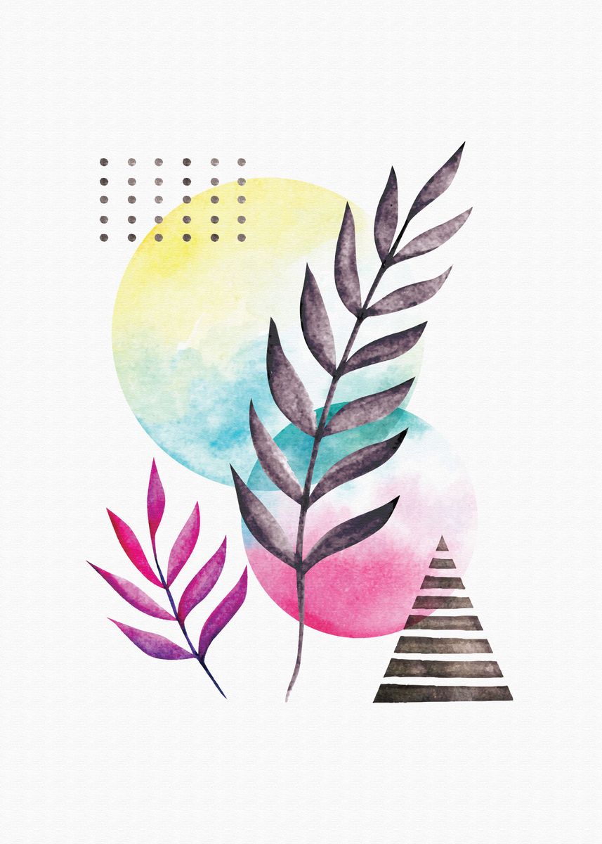 'Abstract shape watercolor' Poster, picture, metal print, paint by Le ...