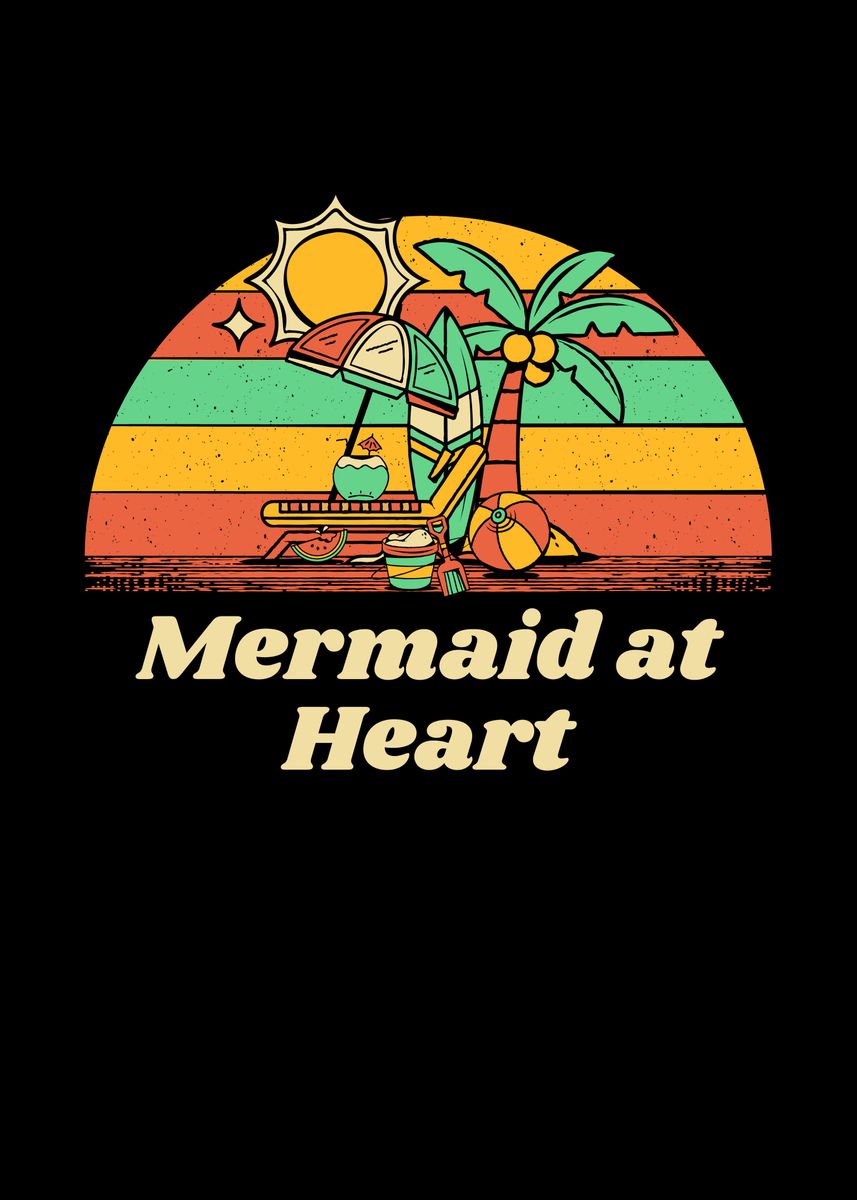 'Mermaid at Heart Ocean' Poster, picture, metal print, paint by ...