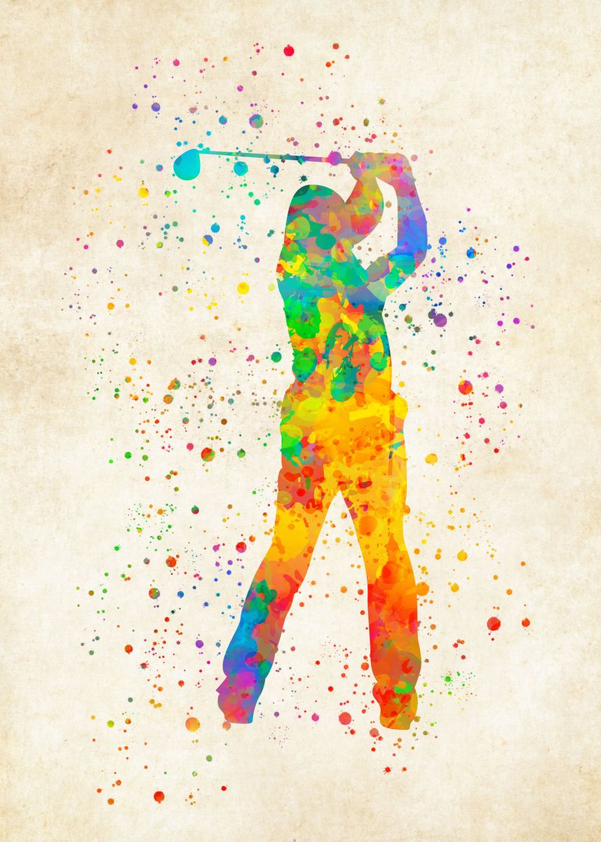 'Golfer Watercolor' Poster by Ollie Reid | Displate