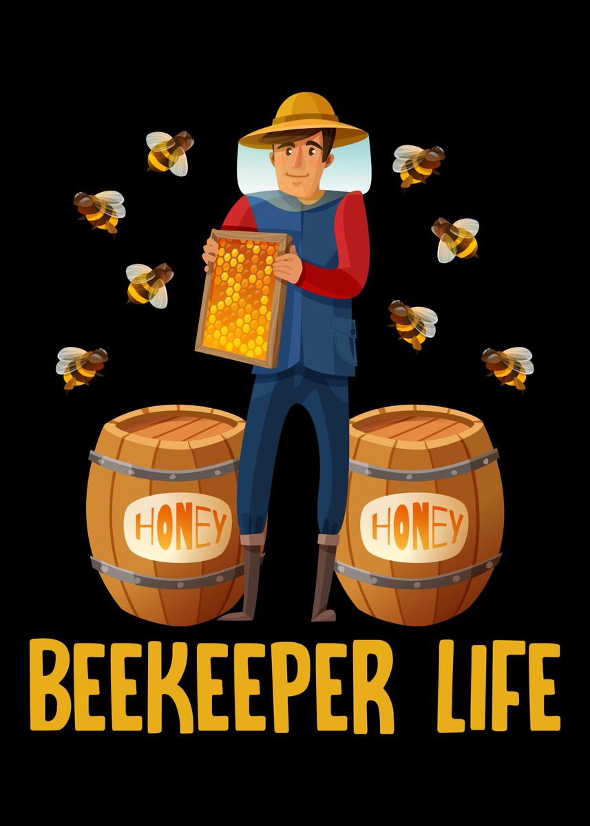 'Beekeeping Beekeeper Honey' Poster, picture, metal print, paint by ...