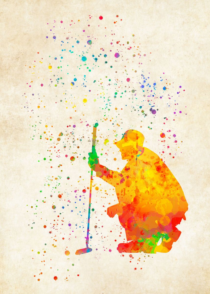 'Golfer Watercolor' Poster, picture, metal print, paint by Ollie Reid ...