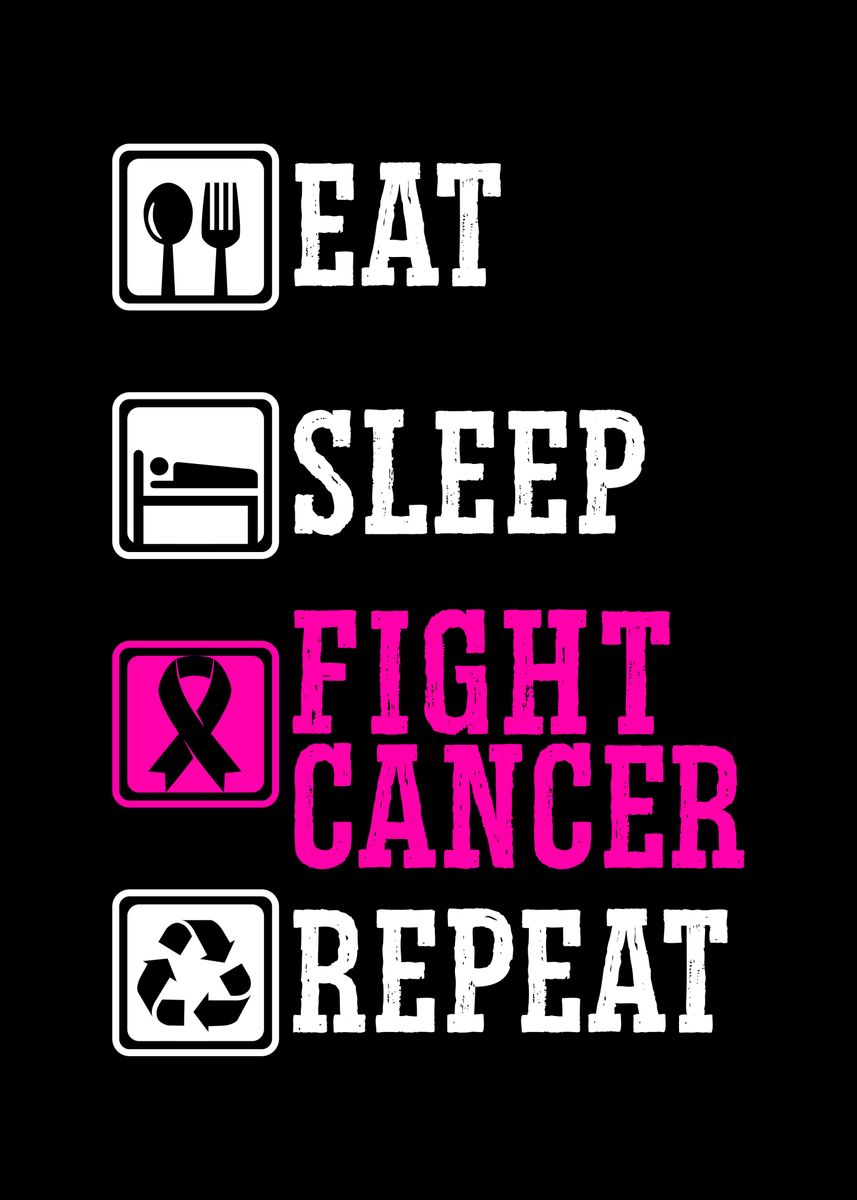 'Eat Sleep Fight Cancer' Poster, picture, metal print, paint by NAO ...