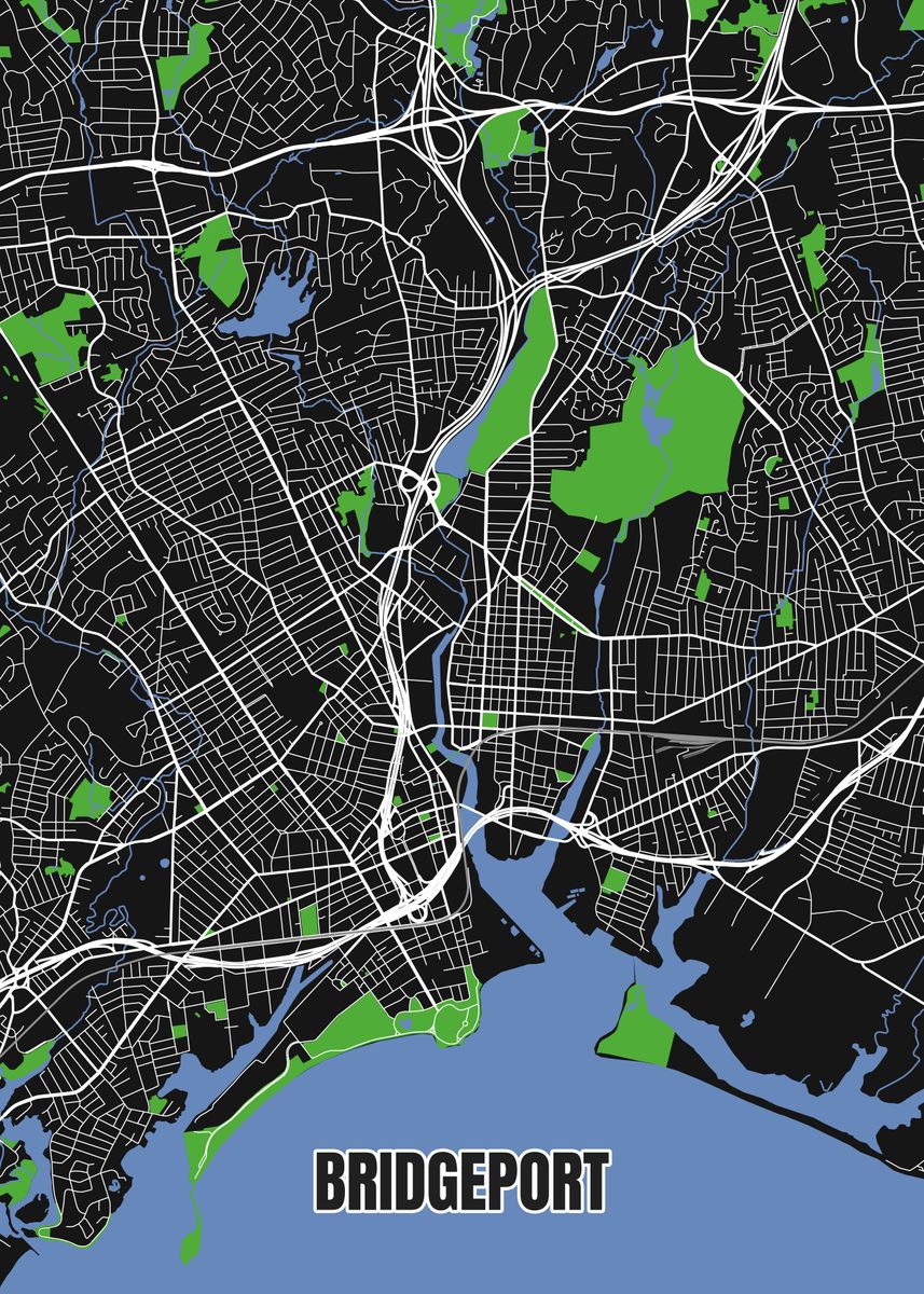 'City map of Bridgeport' Poster, picture, metal print, paint by Sam Kal ...