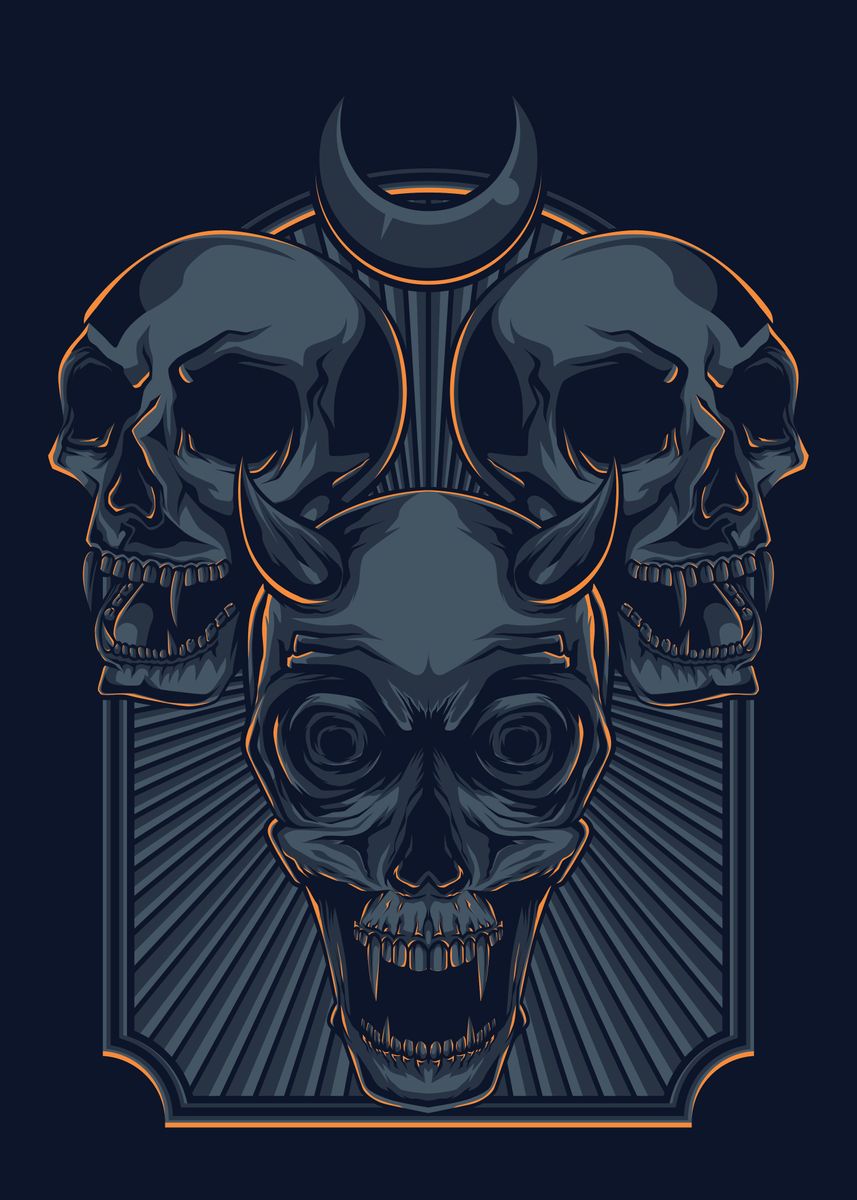 'Vintage skull ' Poster, picture, metal print, paint by PowerUp Design ...