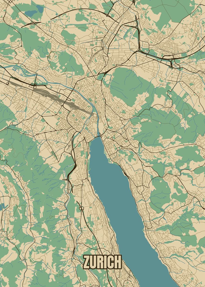 'Zurich Switzerland' Poster by Sam Kal | Displate