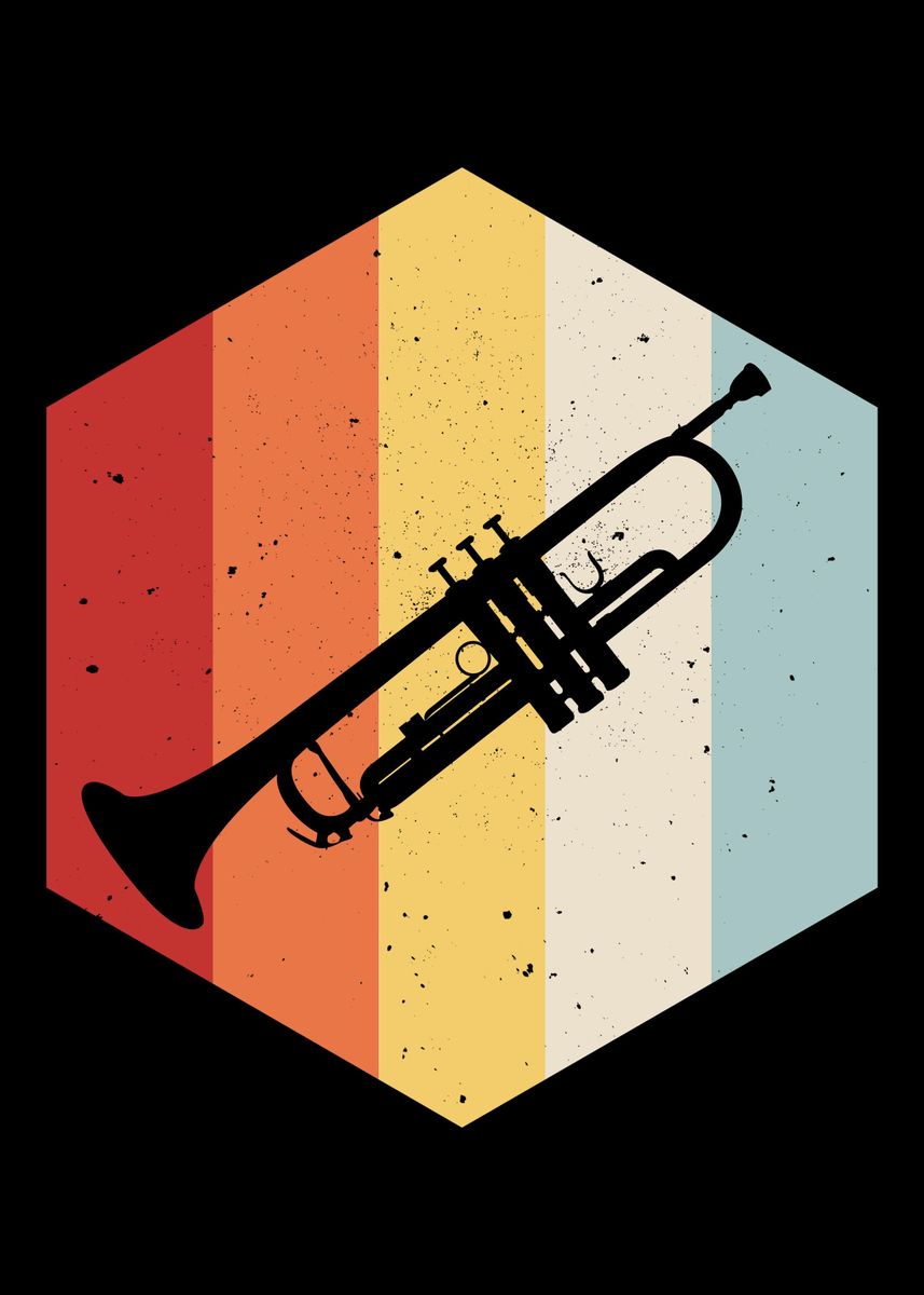 'Retro Trumpet Player' Poster, picture, metal print, paint by ...