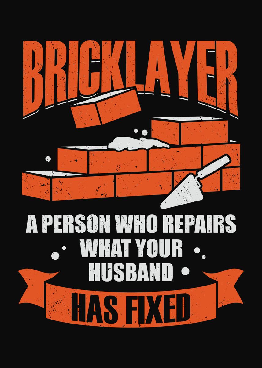 'Bricklayer Brick Mason' Poster, picture, metal print, paint by Marcel ...
