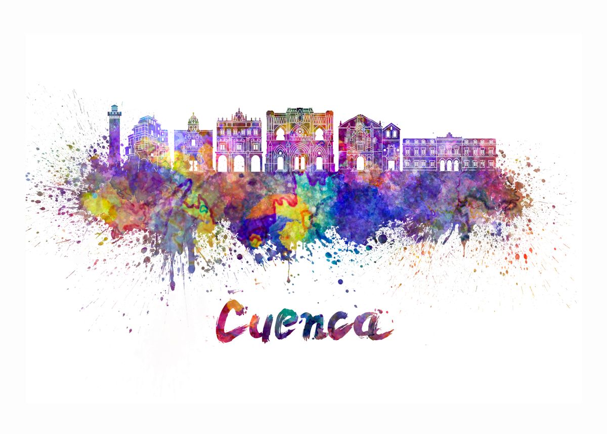 'cuenca skyline' Poster by Cristina Romero | Displate