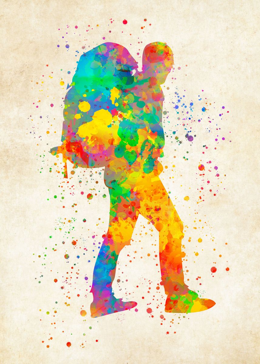 'Backpacker Watercolor' Poster by Ollie Reid | Displate