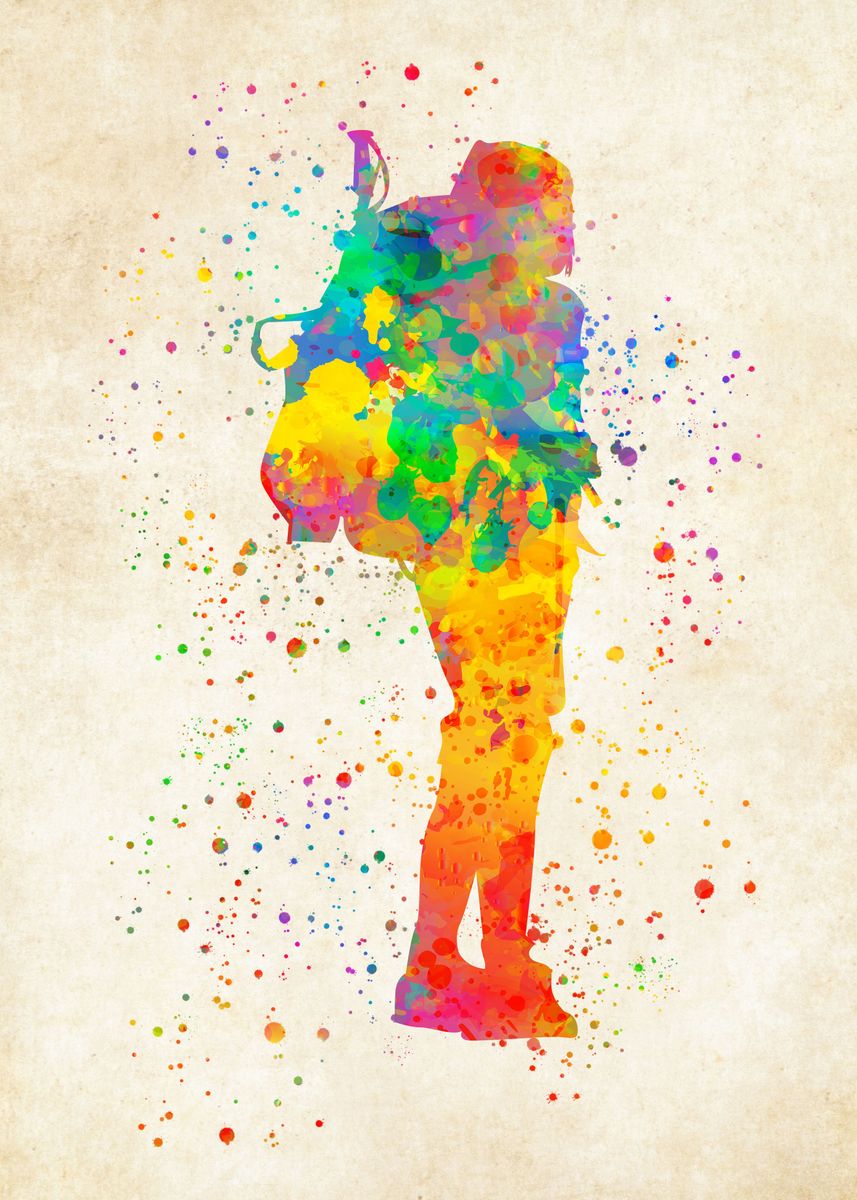 'Backpacker Watercolor' Poster by Ollie Reid | Displate