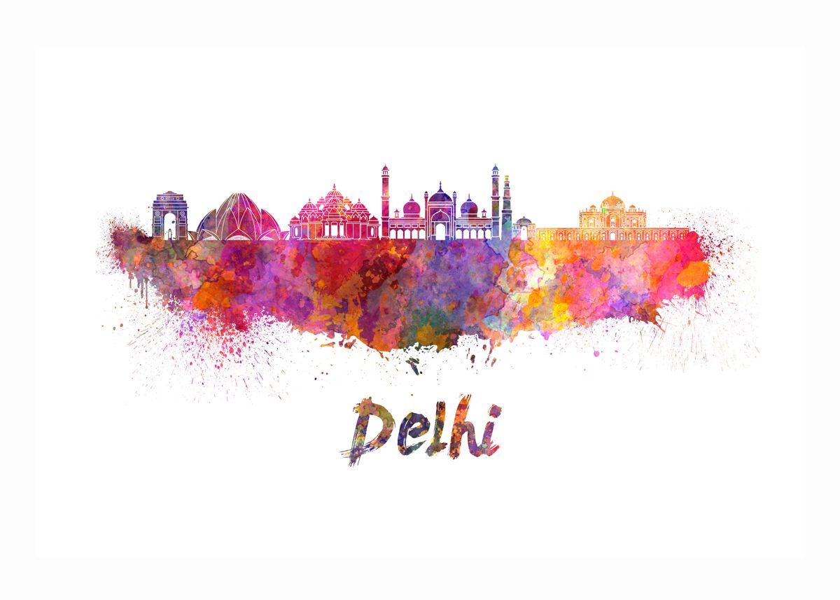 'Delhi skyline' Poster by Cristina Romero | Displate