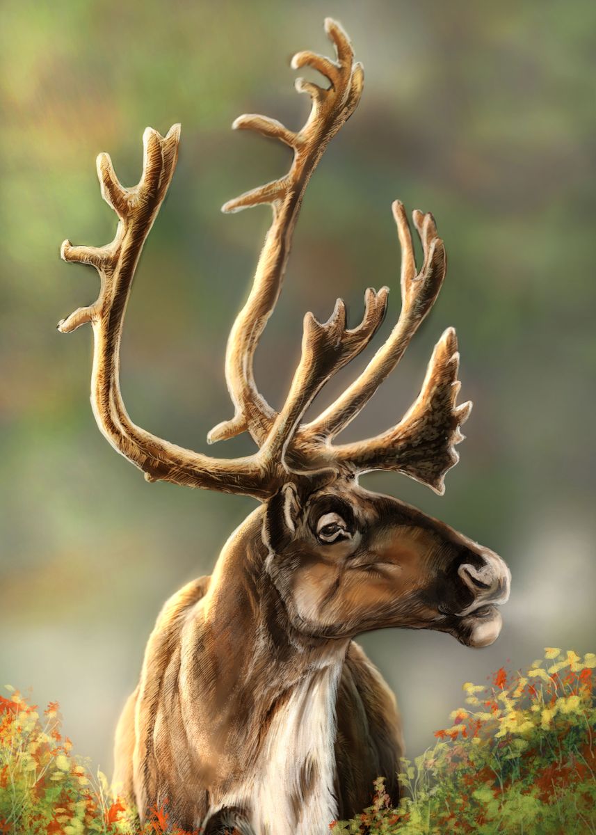 'Reindeer Portrait ' Poster, picture, metal print, paint by ...