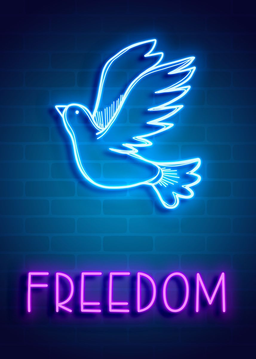 'Freedom Neon' Poster, picture, metal print, paint by dam art | Displate