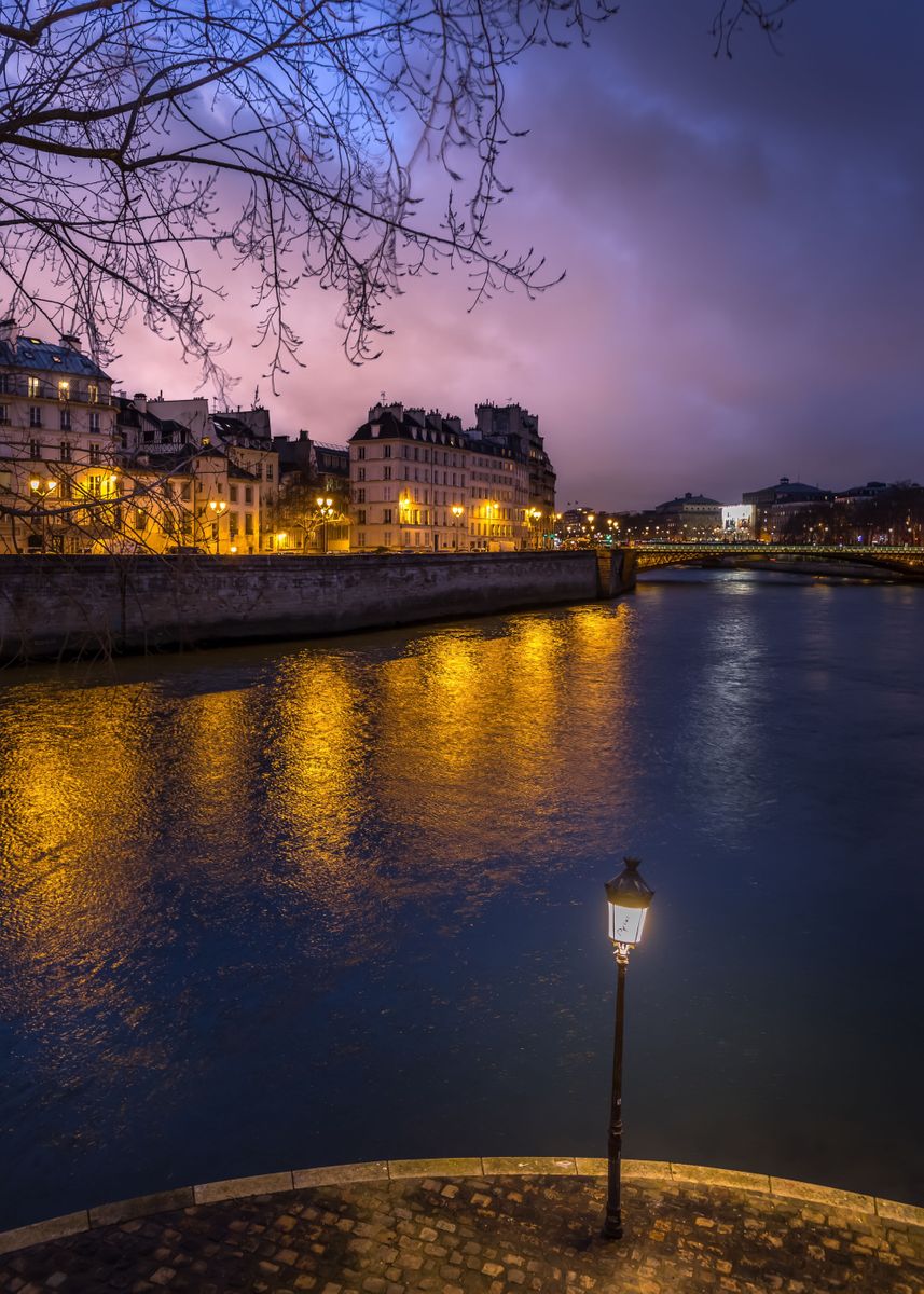 'Paris At Dusk' Poster, picture, metal print, paint by Mango Art | Displate