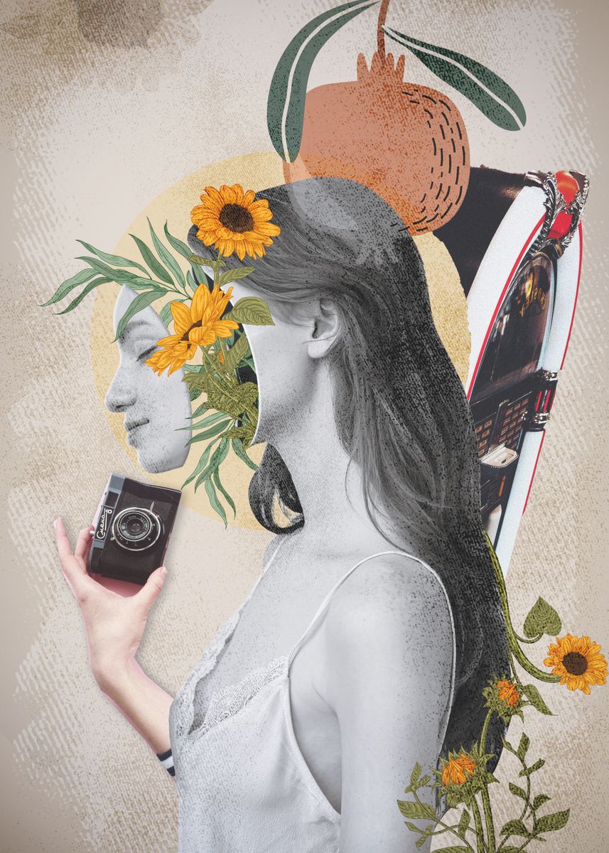 'Nature inside head Collage' Poster, picture, metal print, paint by ...