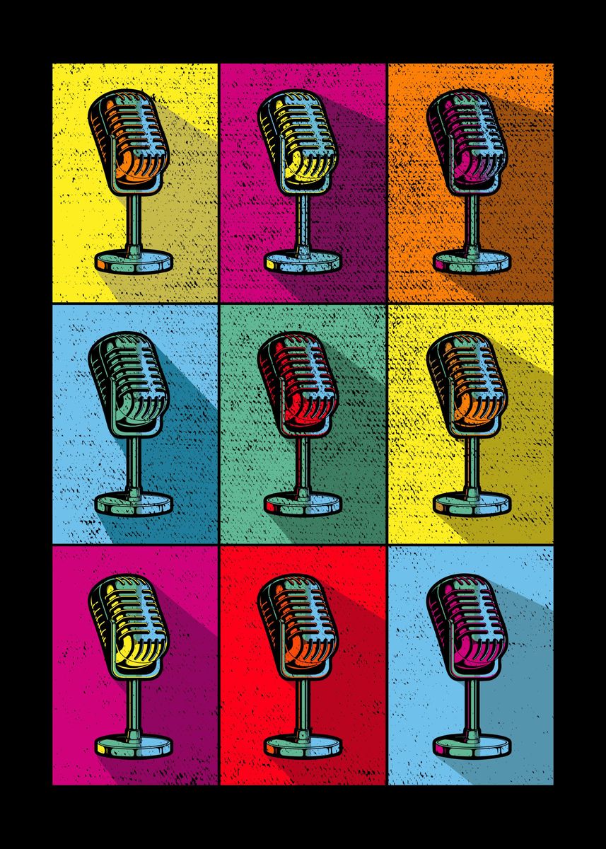 'Microphones Singer' Poster, picture, metal print, paint by ...