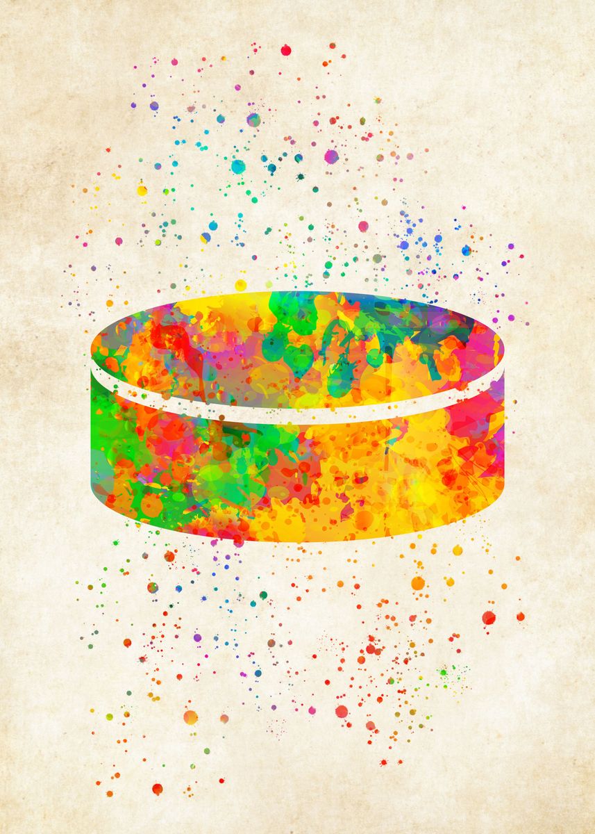 'Hockey watercolor' Poster, picture, metal print, paint by Ollie Reid ...