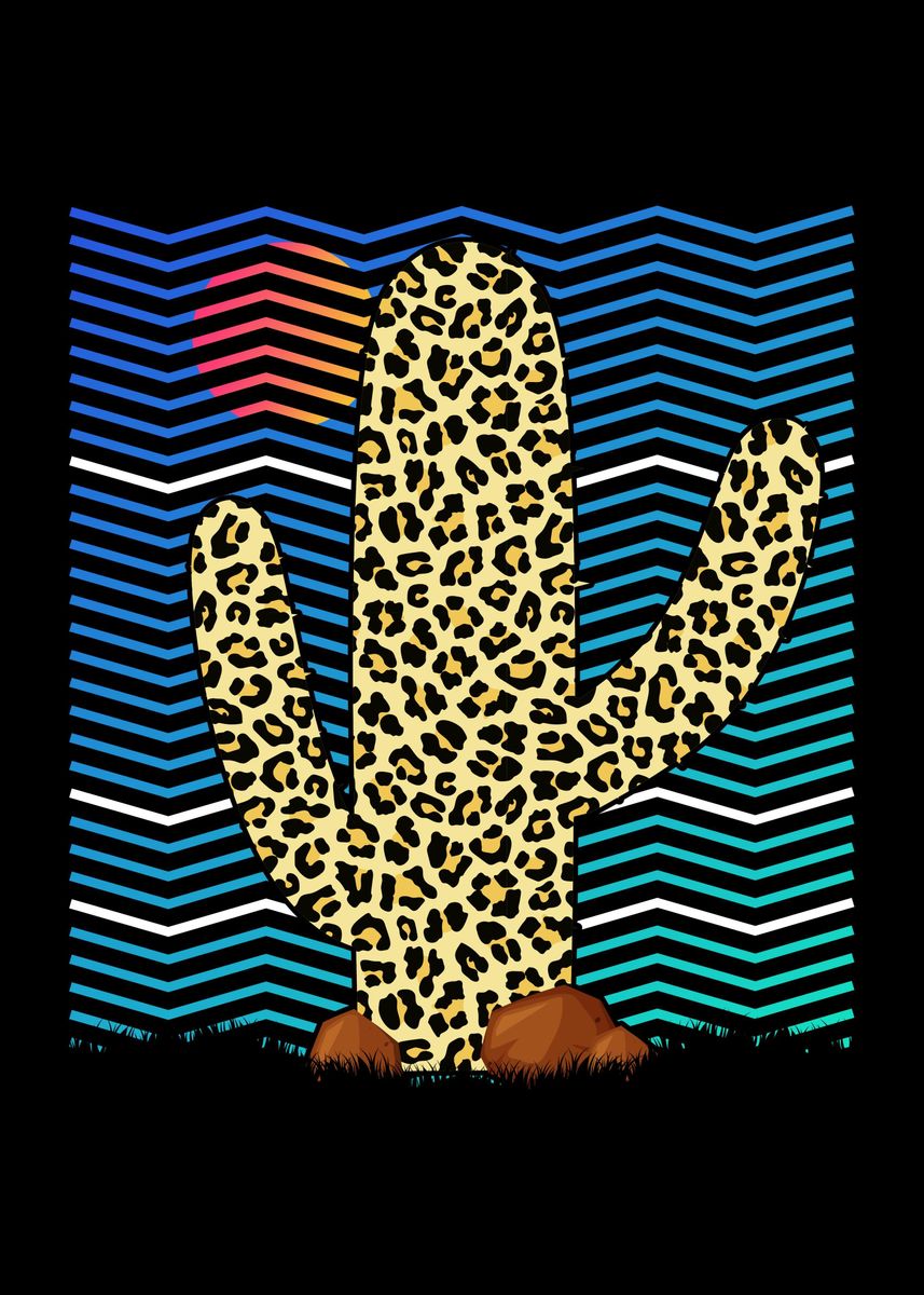 'Leopard Cactus Desert' Poster, picture, metal print, paint by ...