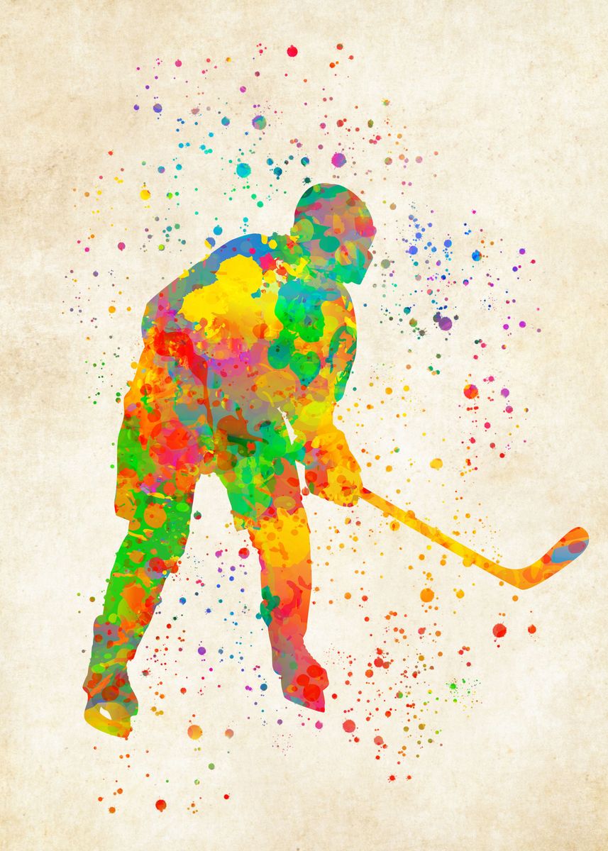 'Hockey Ice Watercolor' Poster, picture, metal print, paint by Ollie ...