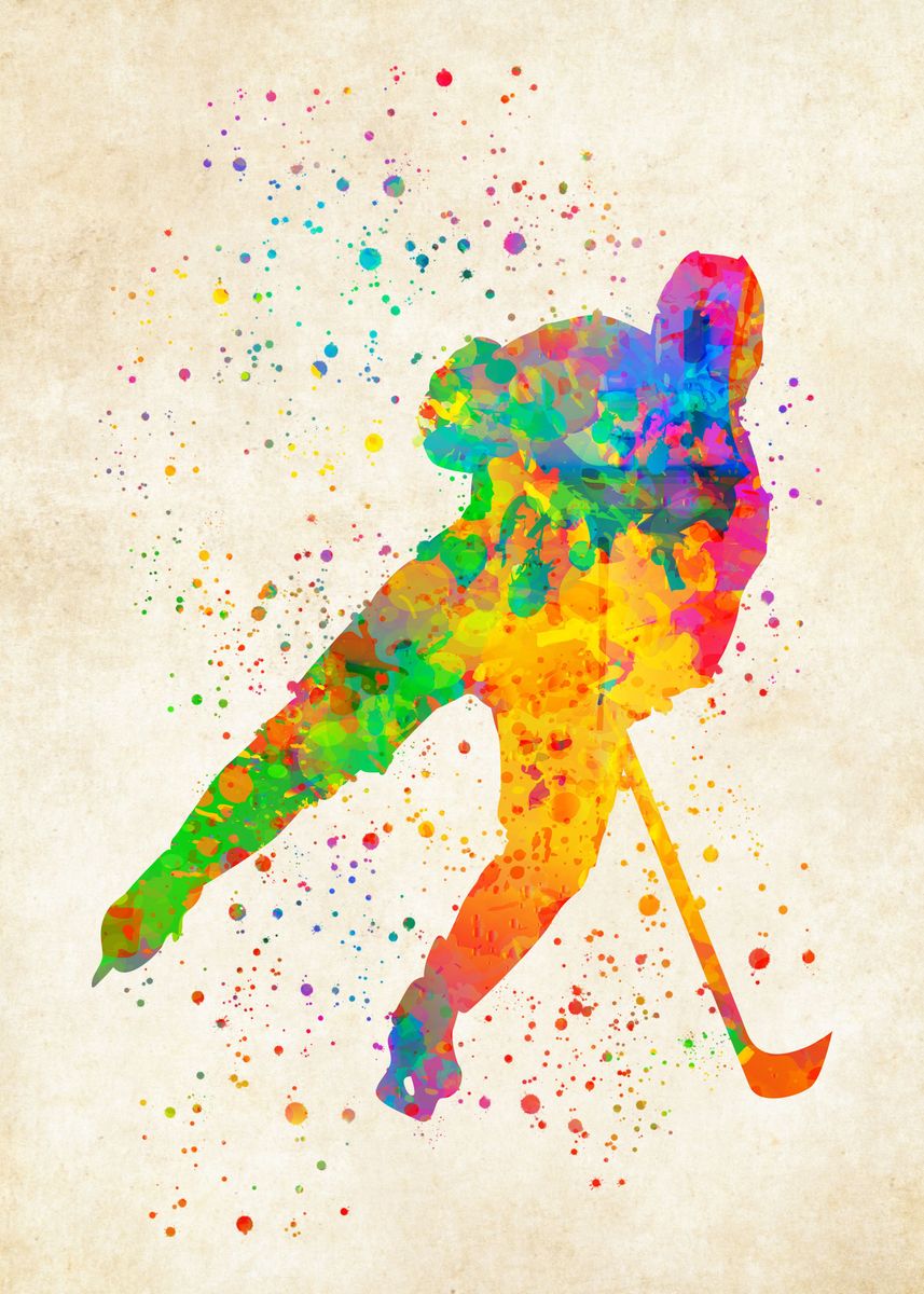 'Hockey Ice Watercolor' Poster, picture, metal print, paint by Ollie ...