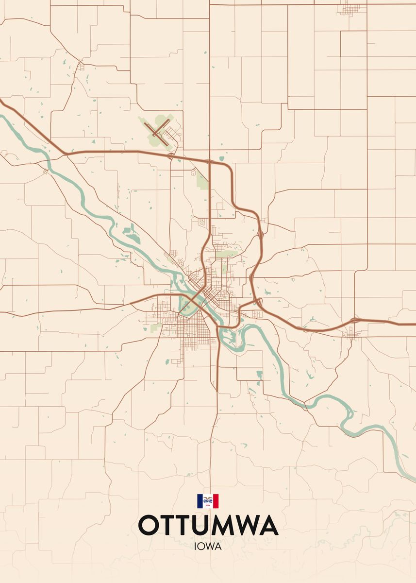 'Ottumwa IA' Poster, picture, metal print, paint by IMR Designs | Displate