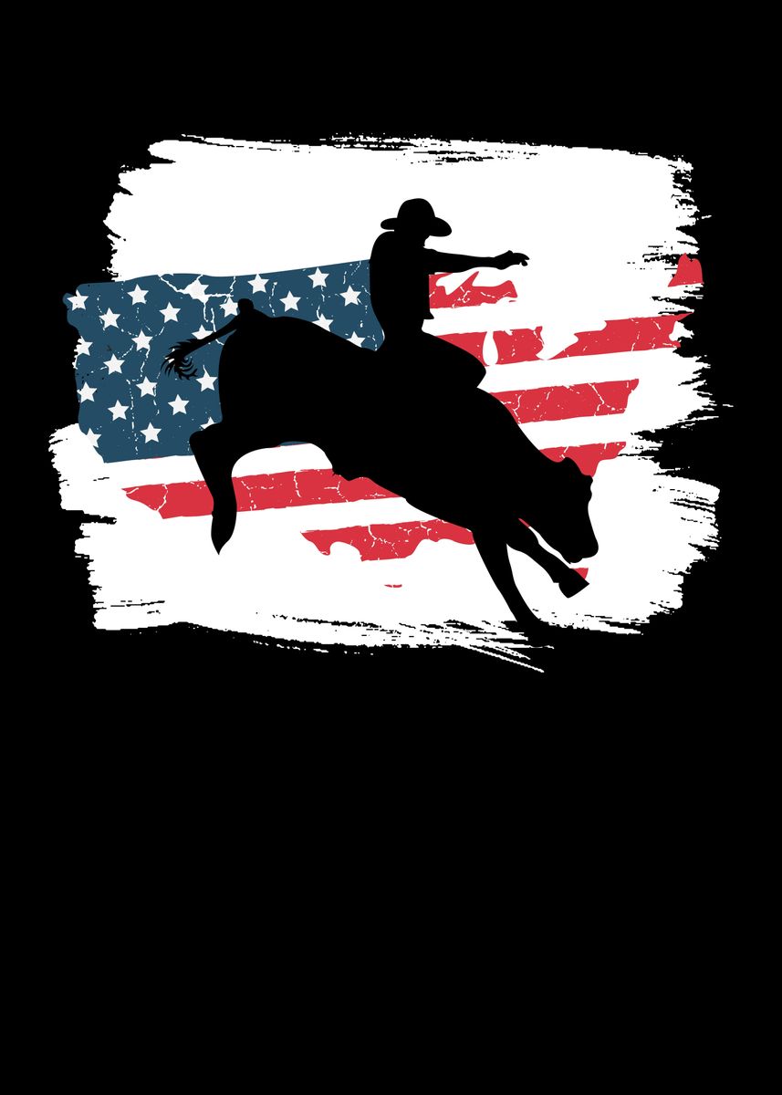 'USA Flag Bull Rider' Poster by NAO | Displate