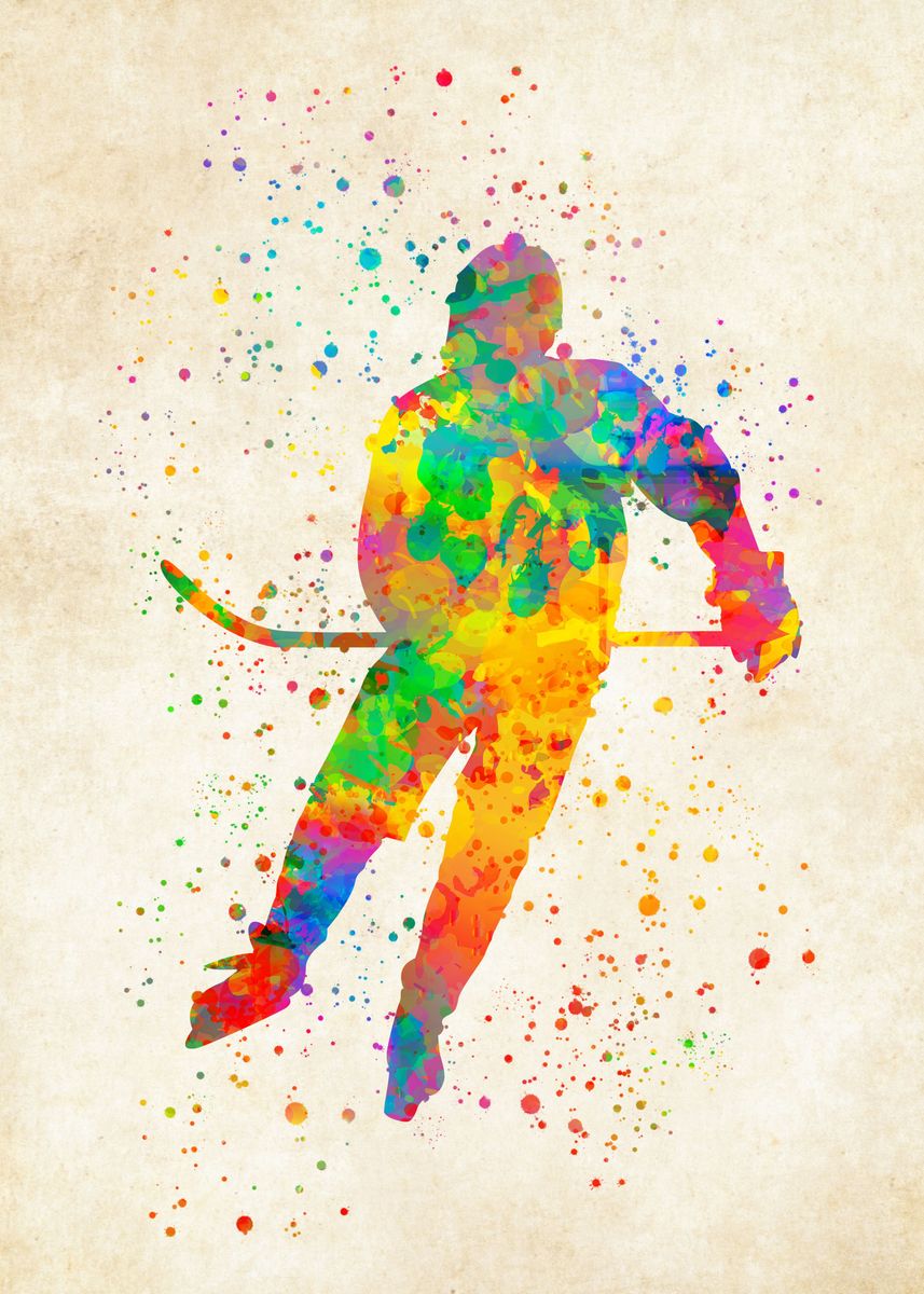 'Hockey Ice Watercolor' Poster, picture, metal print, paint by Ollie ...
