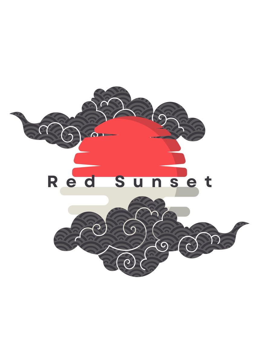 'Red Sunset' Poster, picture, metal print, paint by RECTANGLE BLACK ...
