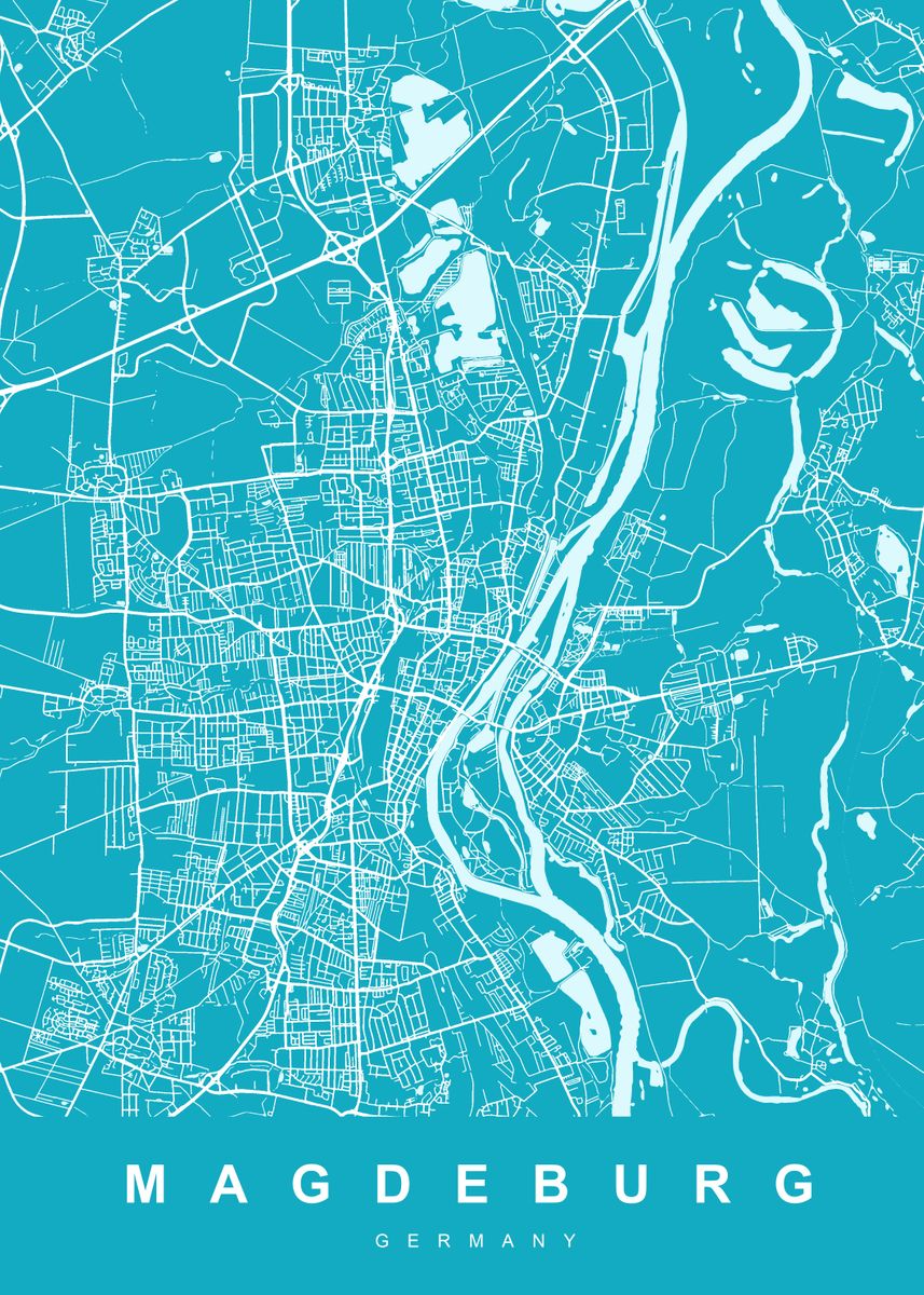 'MAGDEBURG GERMANY' Poster, picture, metal print, paint by UrbanMaps ...