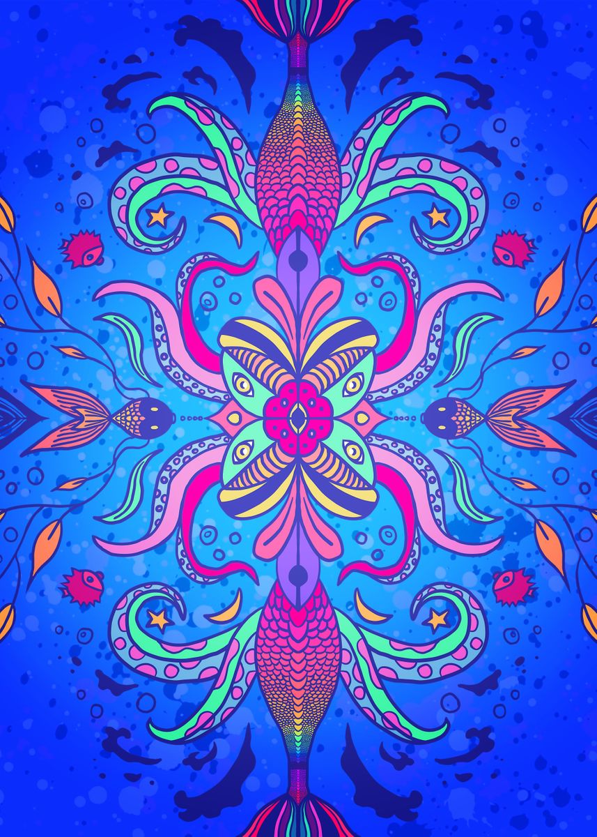 'Mermaid mandala' Poster, picture, metal print, paint by Arveya ...