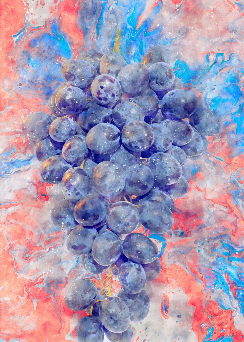 'Grape Fruit Watercolor' Poster, picture, metal print, paint by INDO ...
