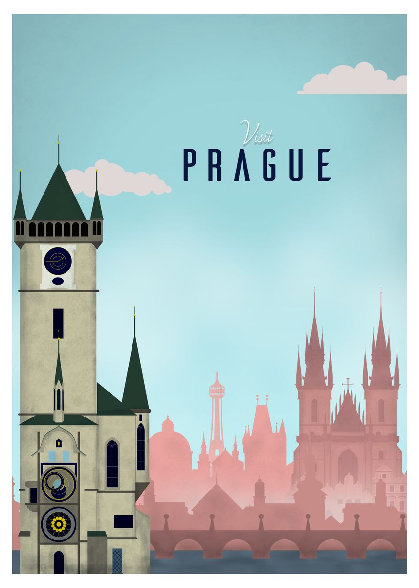'Prague' Poster, picture, metal print, paint by MyDigitalMind | Displate