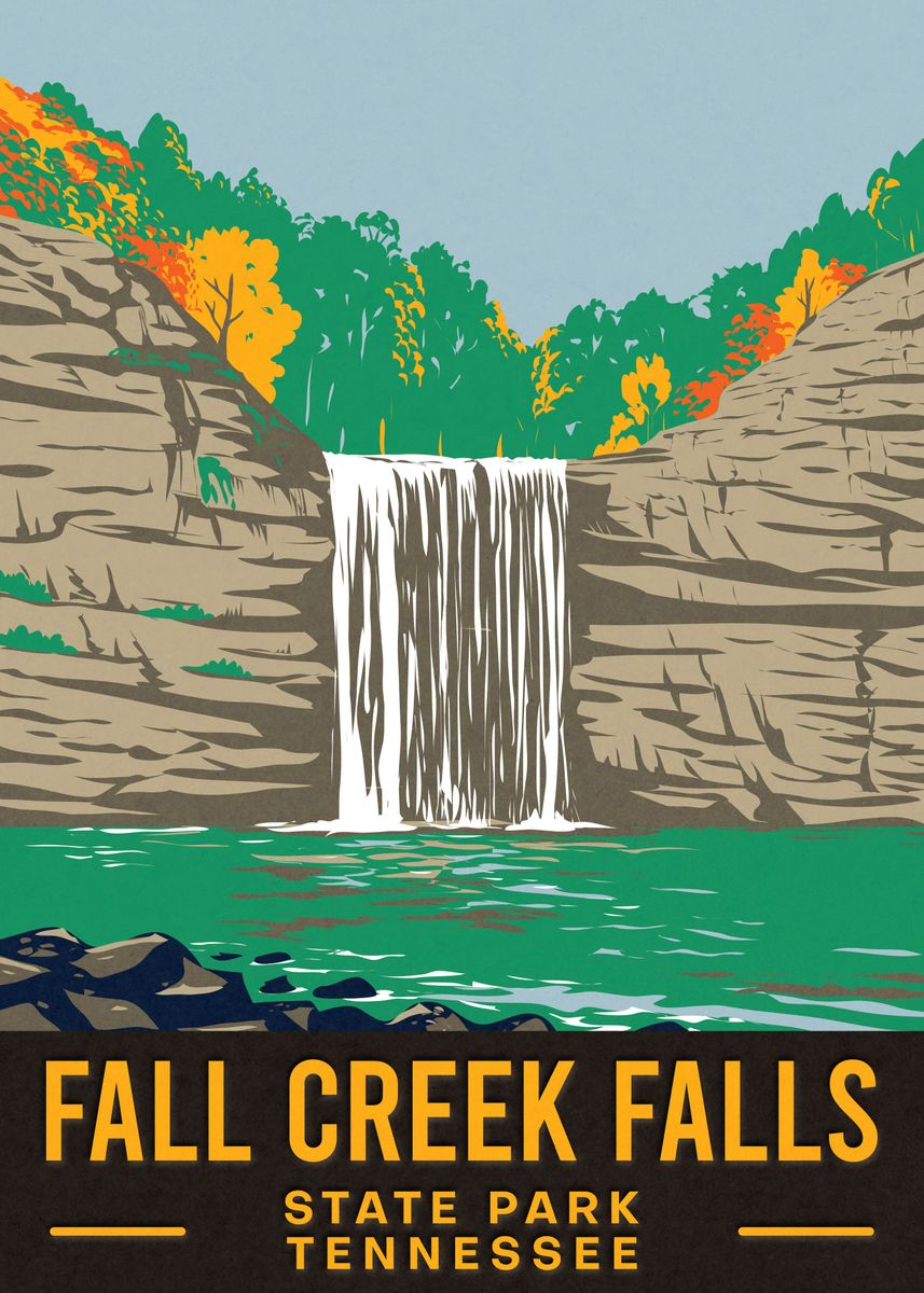 'Fall Creek Falls' Poster, picture, metal print, paint by Jordan Holmes ...