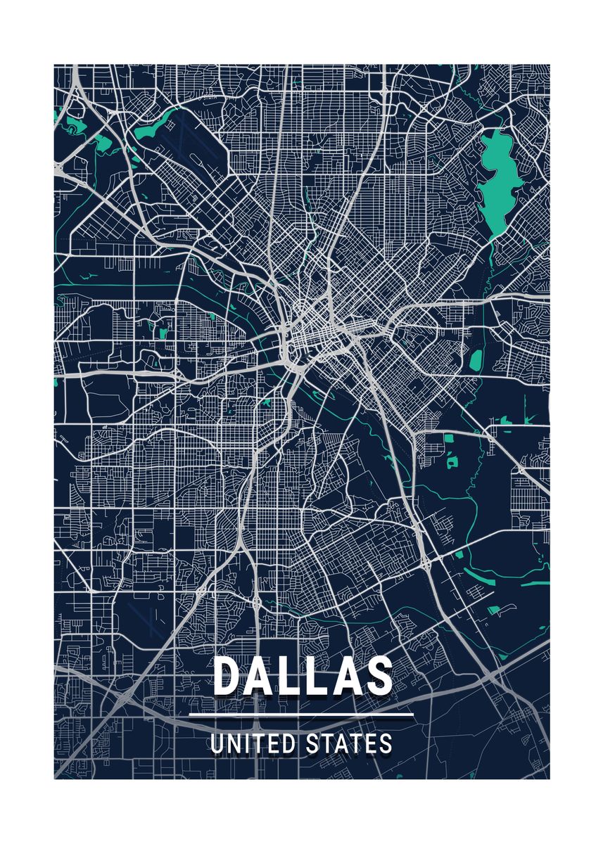 'Dallas US City Map' Poster, picture, metal print, paint by Artbe ...