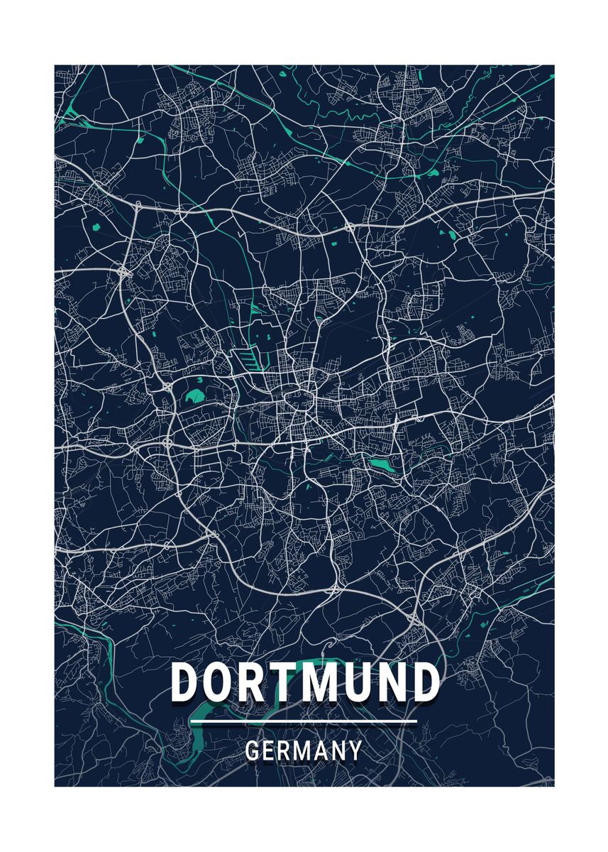 'City Map Dortmund Germany' Poster, picture, metal print, paint by ...