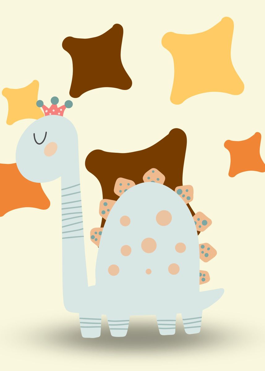 'Happy Calm Dinosaur' Poster, picture, metal print, paint by Simon ...