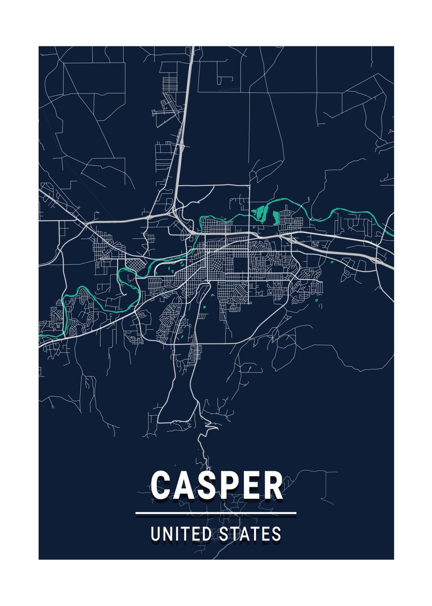 'City Map Casper US' Poster, picture, metal print, paint by Artur ...