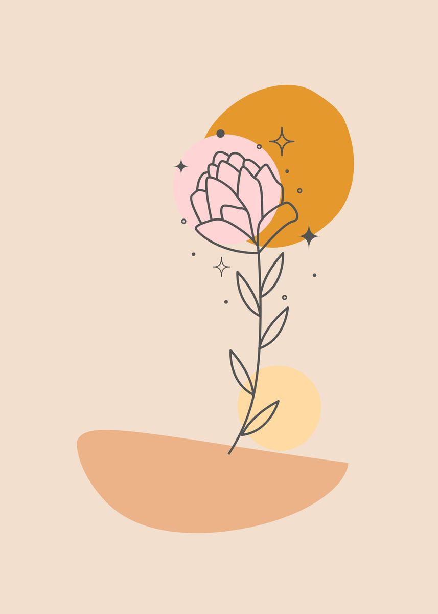 'Minimalist Abstract Flower' Poster, picture, metal print, paint by ...