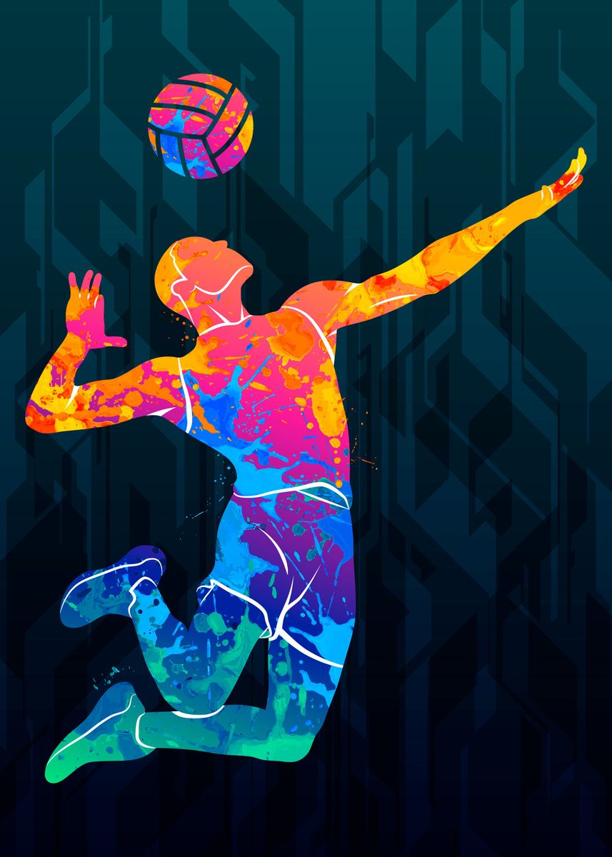 'Abstract Volleyball ' Poster, picture, metal print, paint by ...