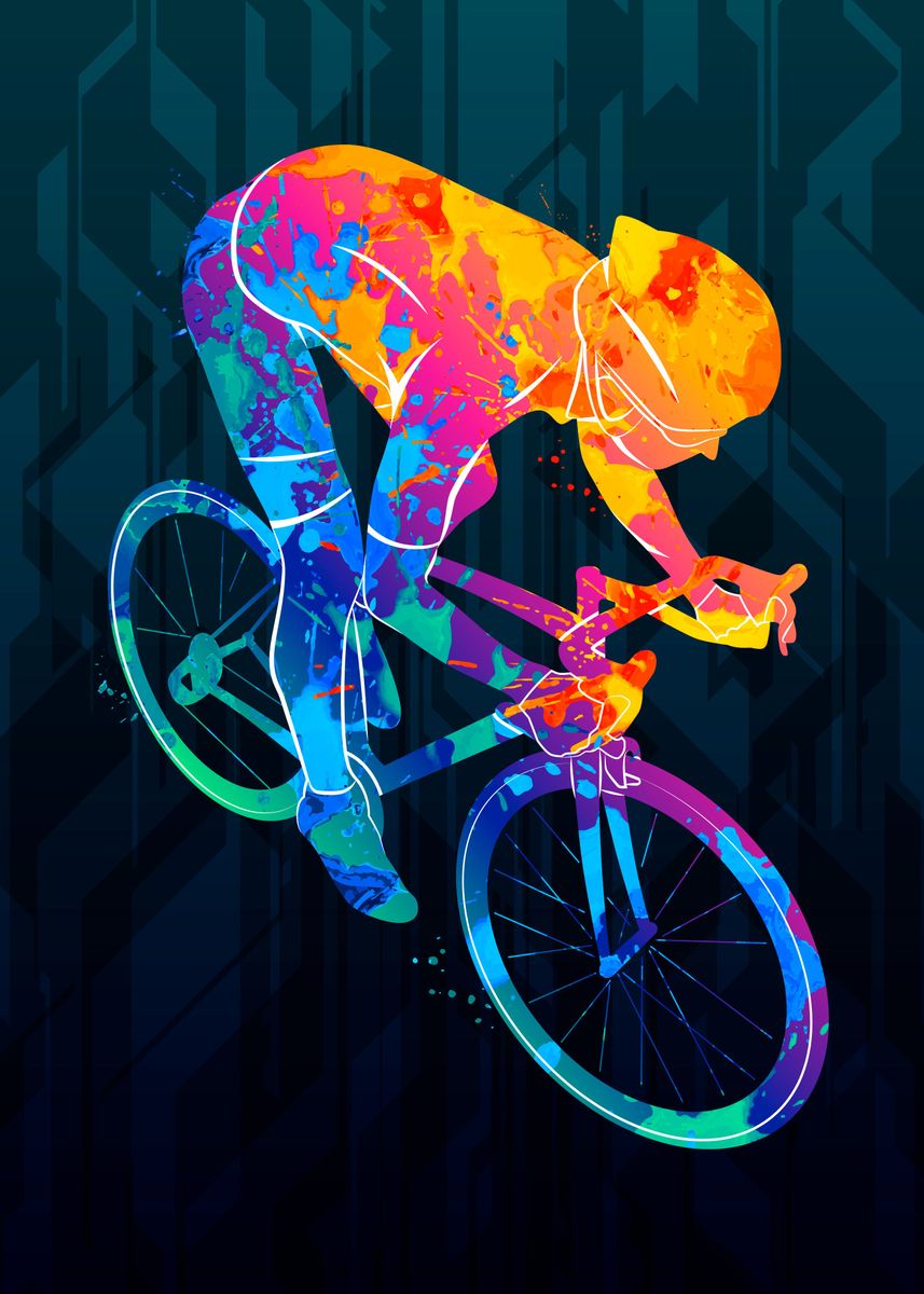 'Abstract Biking' Poster, picture, metal print, paint by VisionTrend ...