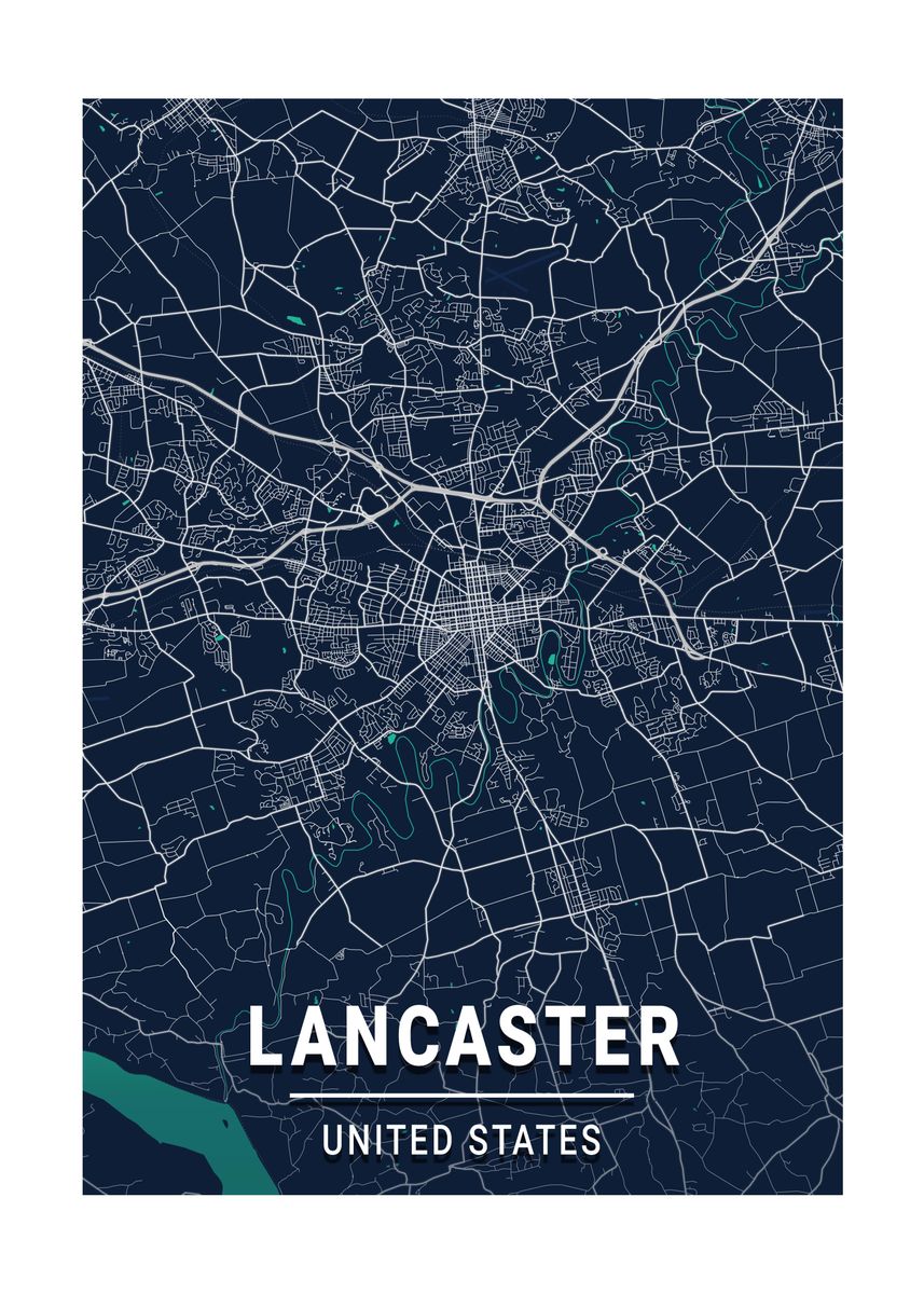'City Map Lancester US' Poster by Artur | Displate
