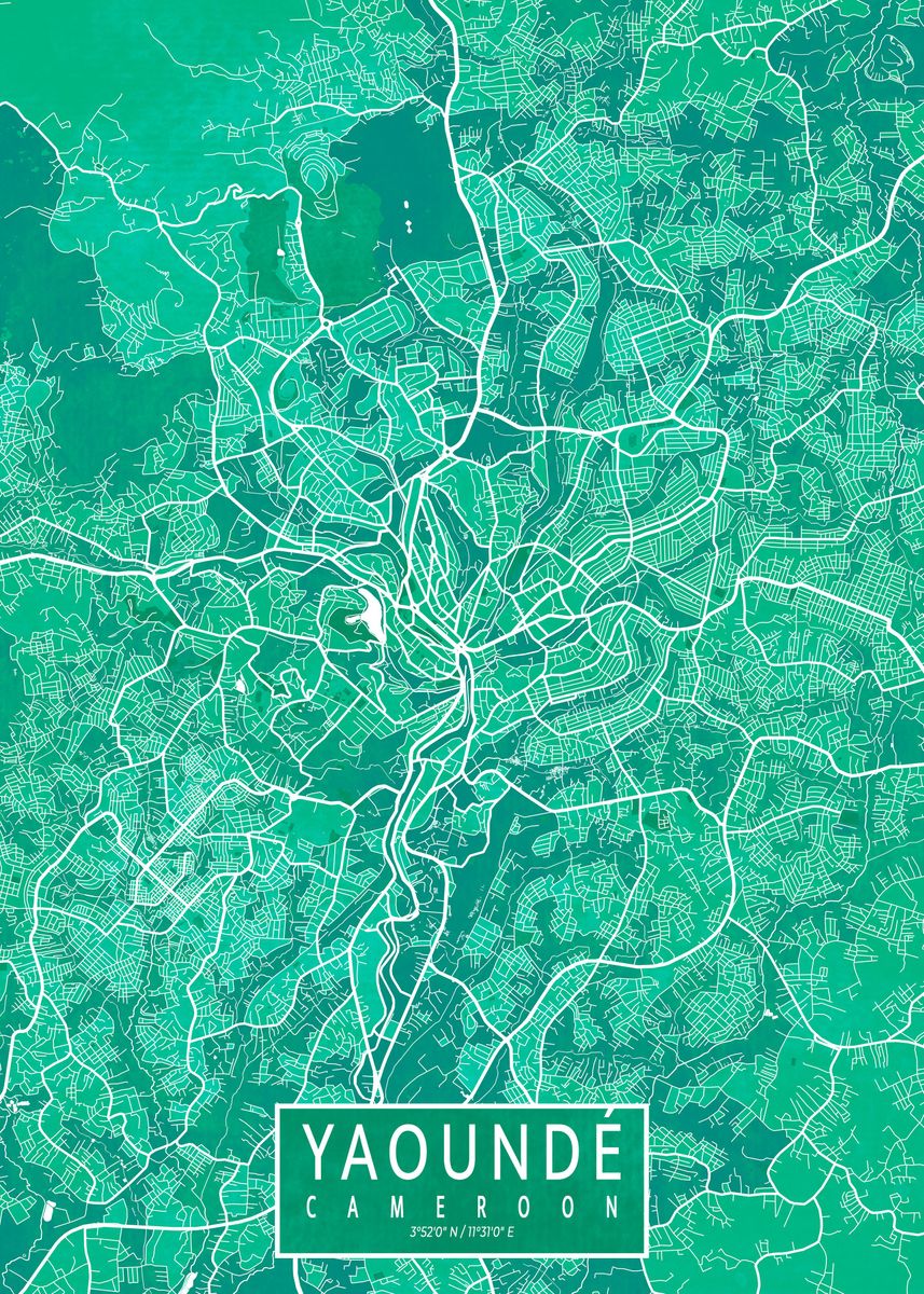 'Yaounde Map Watercolor' Poster by deMAP Studio | Displate