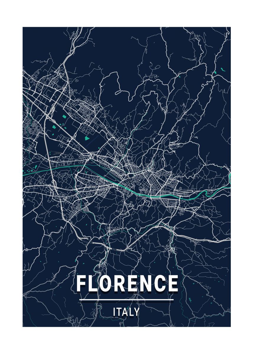 ' Florence Italy City Map' Poster, picture, metal print, paint by Artbe ...