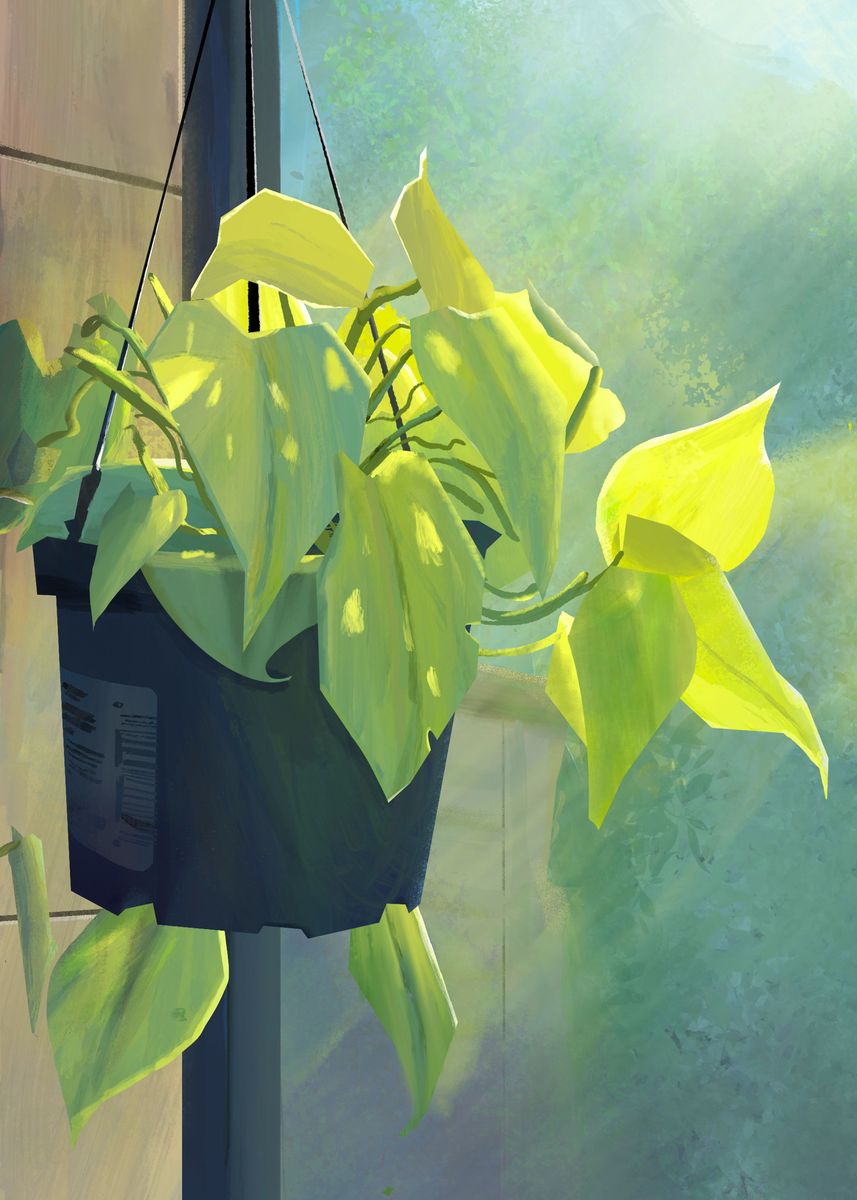 'Neon Pothos' Poster, picture, metal print, paint by Brandon Gully ...