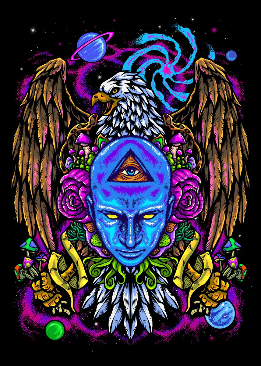 'Psychedelic Freedom' Poster, picture, metal print, paint by DSgrapiko ...