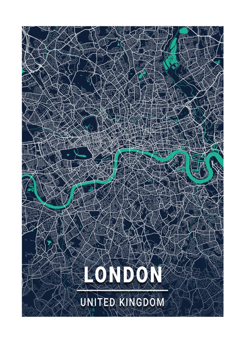 'City Map London UK' Poster, picture, metal print, paint by Artbe ...