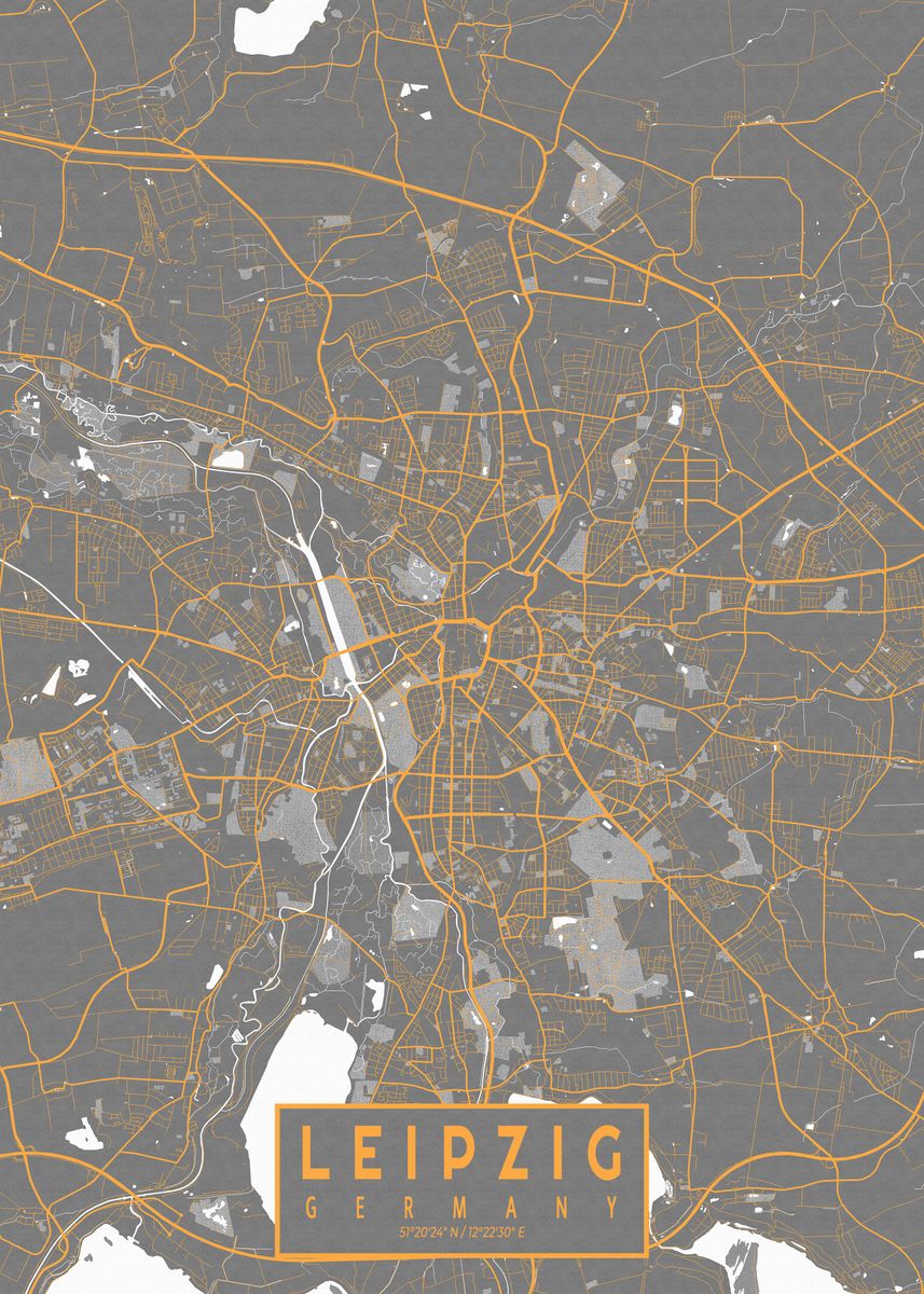 'Leipzig City Map Bauhaus' Poster, picture, metal print, paint by deMAP ...