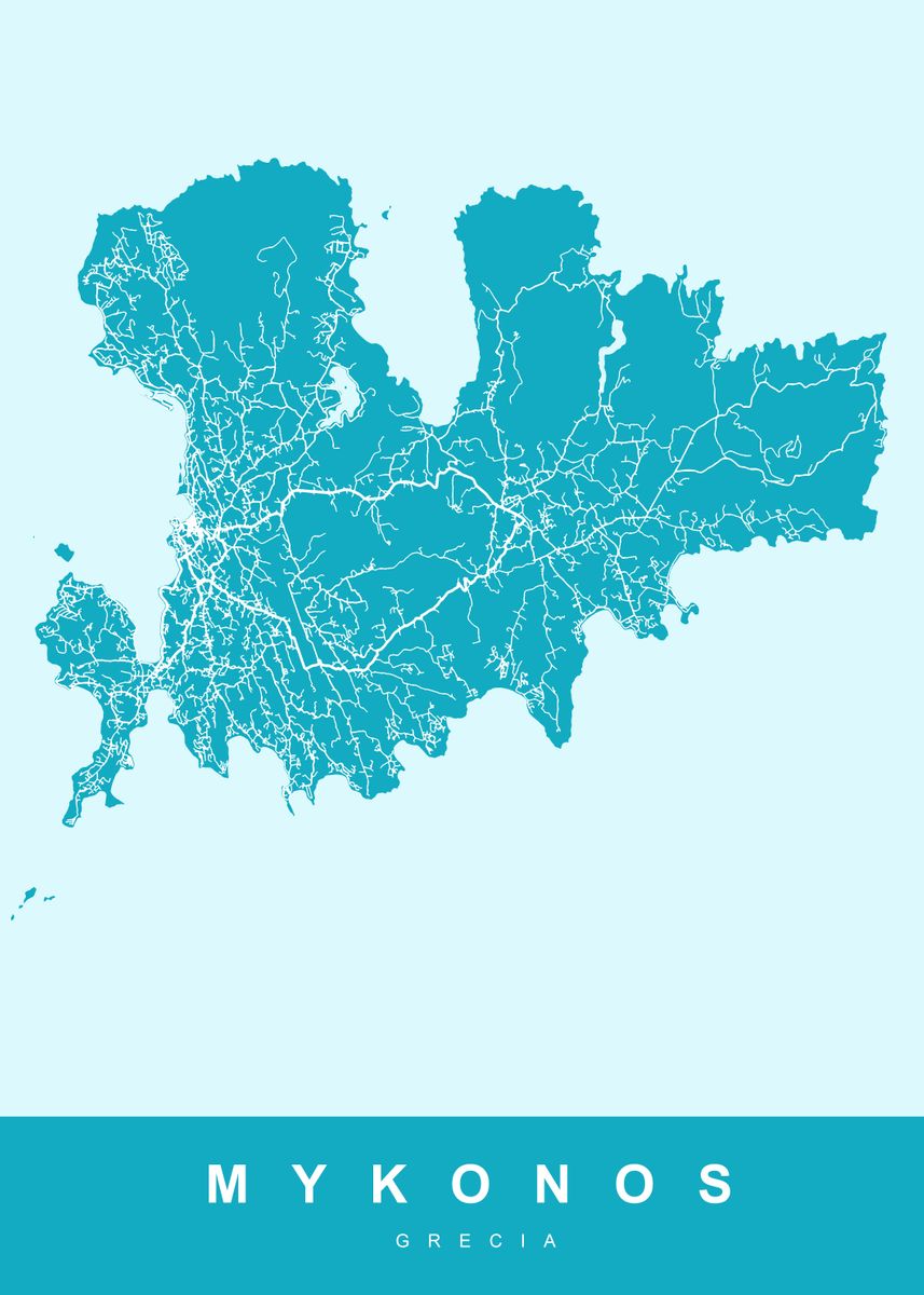'MYKONOS Map GRECIA ' Poster by UrbanMaps | Displate