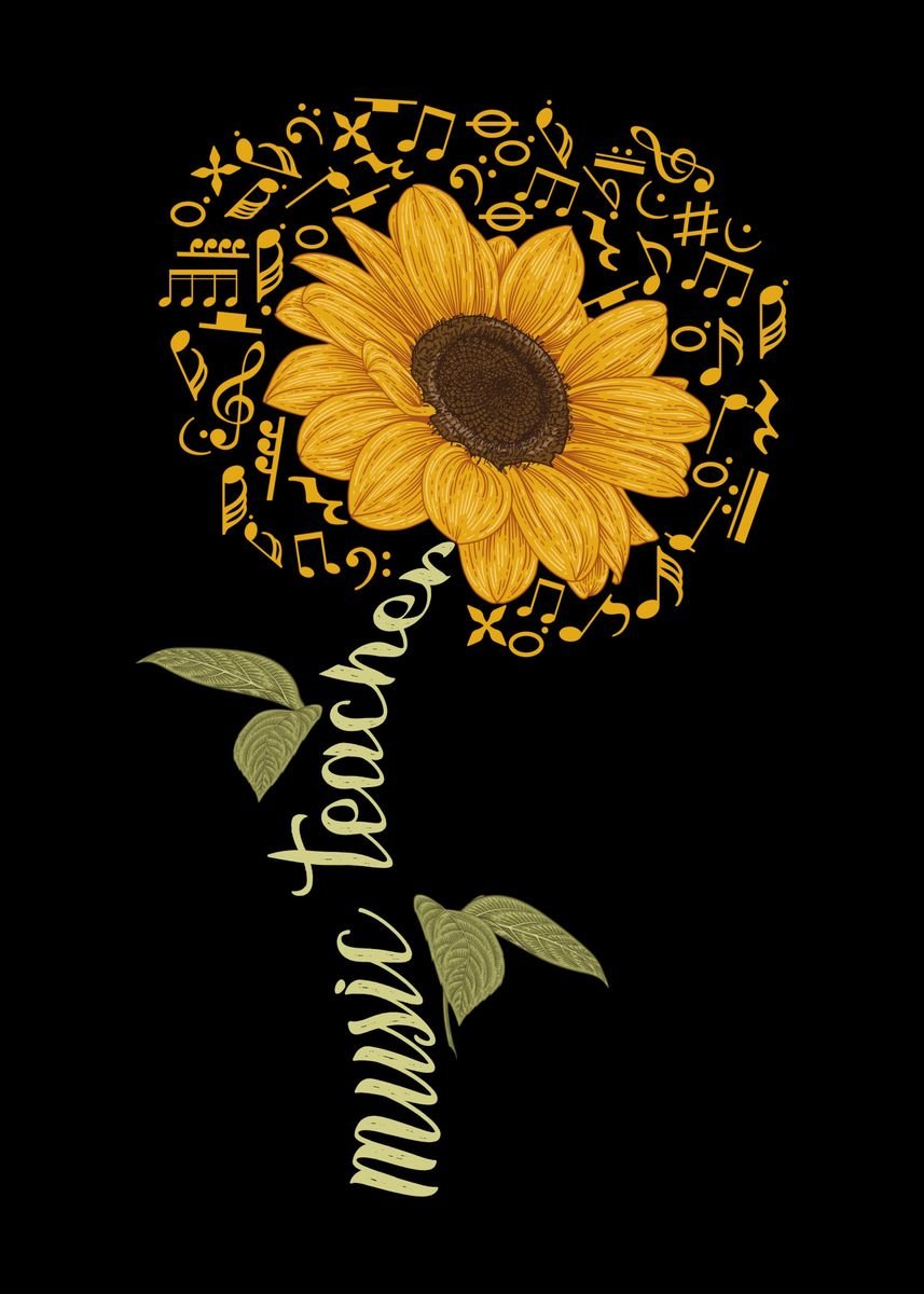 'Sunflower Music Teacher' Poster, picture, metal print, paint by ...